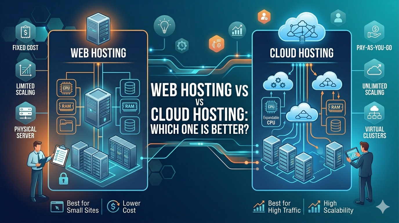 Web Hosting vs Cloud Hosting: Which One Is Better? - Caption Idea